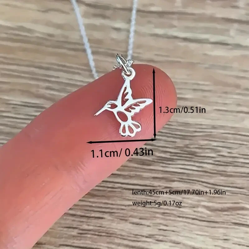 Hummingbird Pendant Necklace Sterling Silver Tiny Charm Women Lucky ...