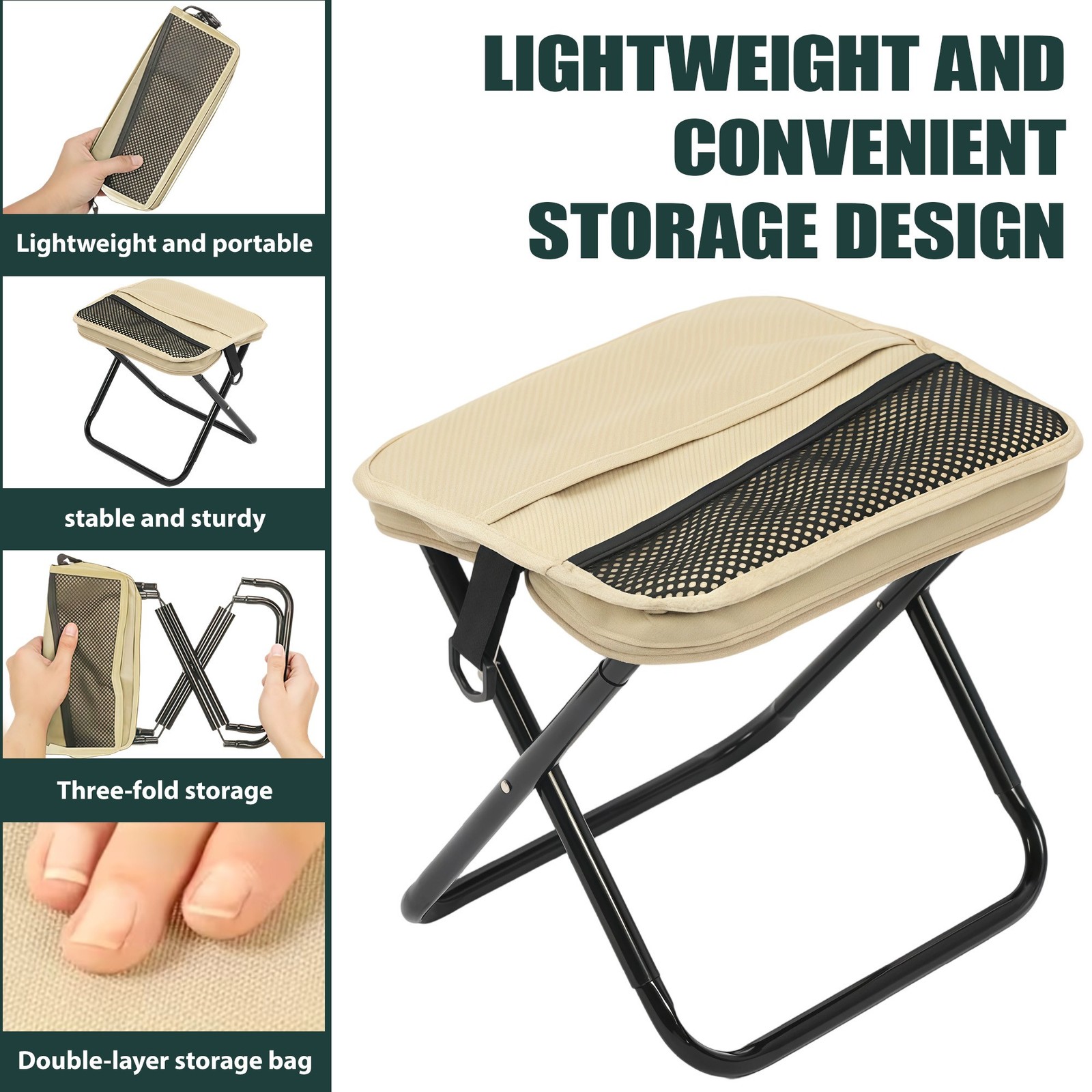 Portable Foldable Backpack Stool,Foldable Travel Stool Bag,Carry ...