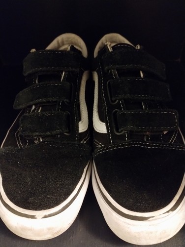 Vans Old Skool V strap Unisex Mens 6 Women 7.5 Black/White Skate Shoes ...