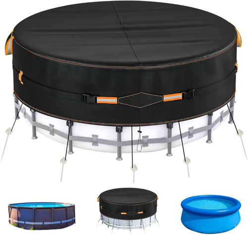 8 Ft round Pool Cover with Superior Windproof Design, Swimming Pool ...