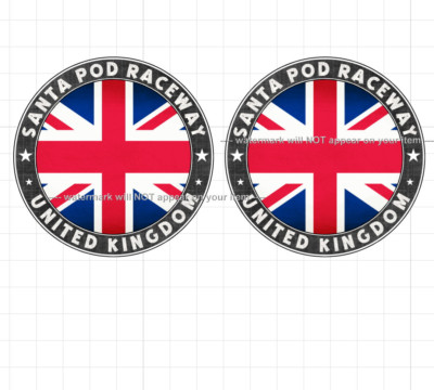 Santa Pod Race United Kingdom British Flag Two 75x75mm round Vinyl ...