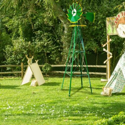 8FT Green Metal Windmill Yard Garden Decoration Weather Rust Resistant ...