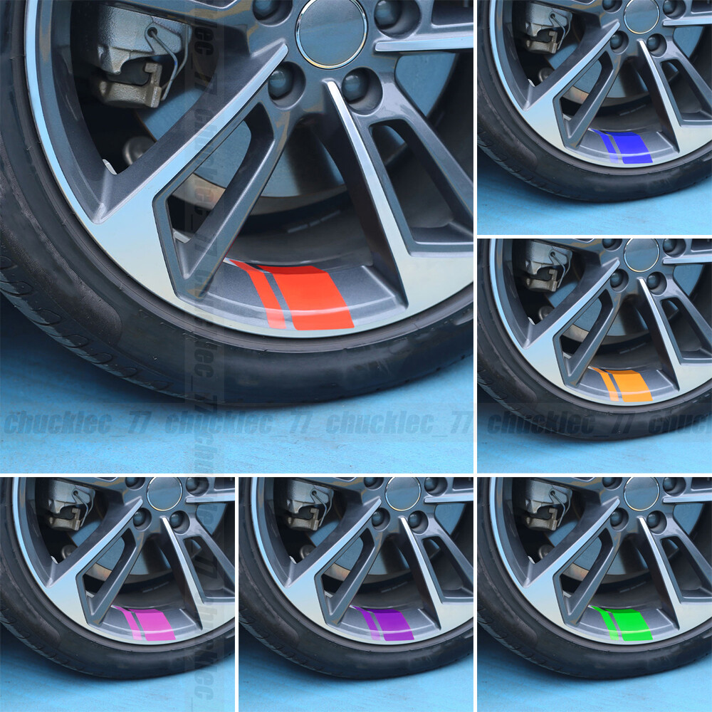 6Pcs Reflective Racing Car Wheel Rim Vinyl Sticker Decal Mark Stripe ...