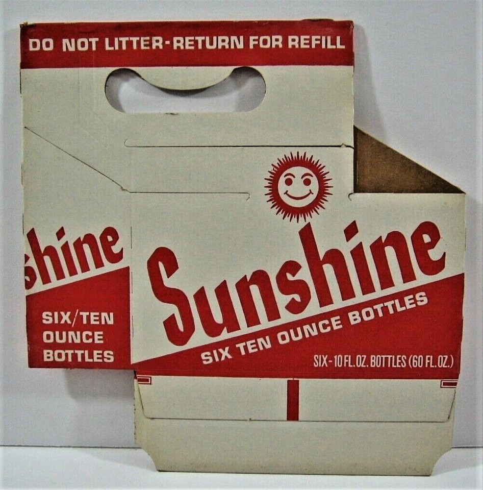 Vintage Sunshine Soda Pop Bottle 6 Pack Carrier Carton Unused Old Store ...