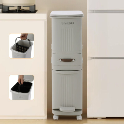 Large Kitchen Rubbish Waste Bin Recycling Dual Multi Compartment Pedal ...