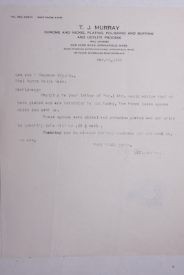 1932 Lamson Goodnow T J Murray Springfield MA Plating Signed Ephemera ...