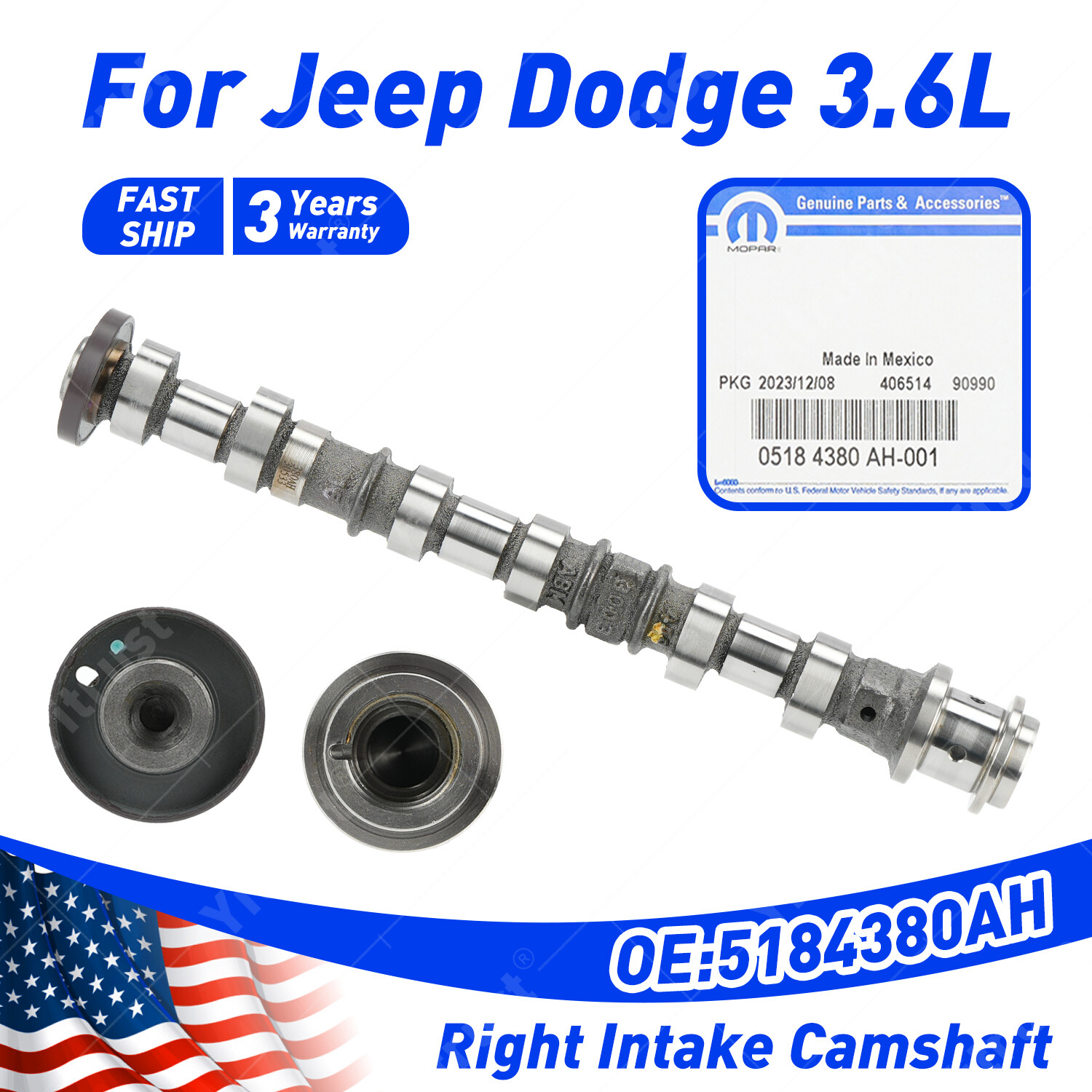 OEM!! 5184380AH OEM Right Side Intake Camshaft For Jeep Dodge 3.6L ...