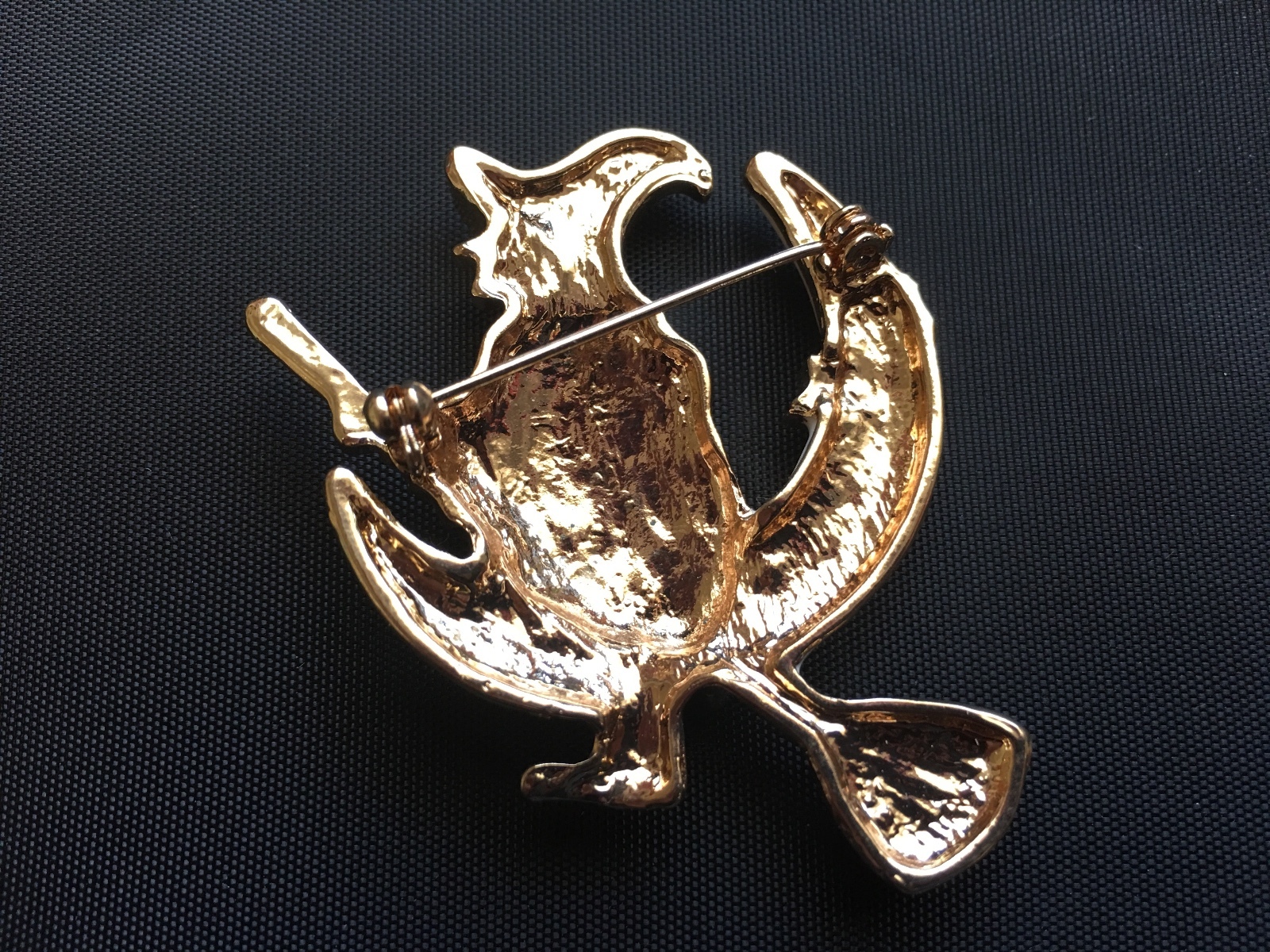 Witch BROOCH rhinestones fashion jewelry gold tone fun gift #A9 pin ...