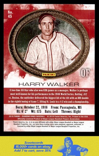 2018 Panini Diamond Kings Harry Walker card #45 St. Louis Cardinals | eBay