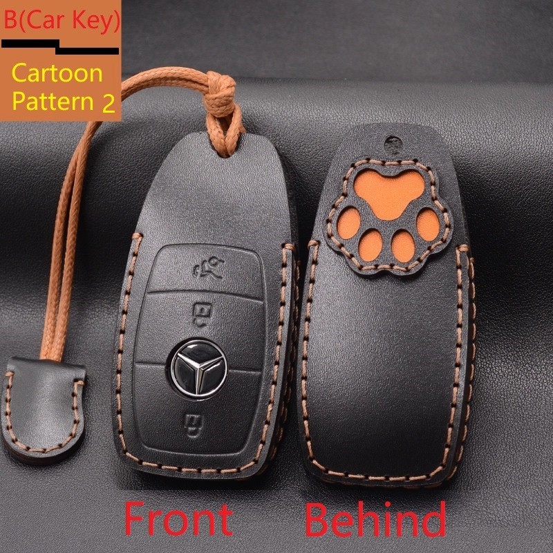 Leather Car Key Pouch Key Chain Key Holder Case Cover for Mercedes-Benz ...
