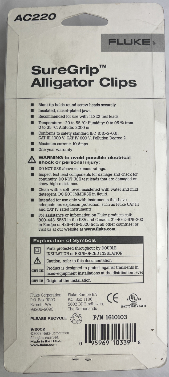Fluke AC220 SureGrip Alligator Clips for sale online | eBay
