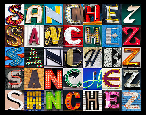 SANCHEZ Name Poster featuring photos of actual sign letters | eBay