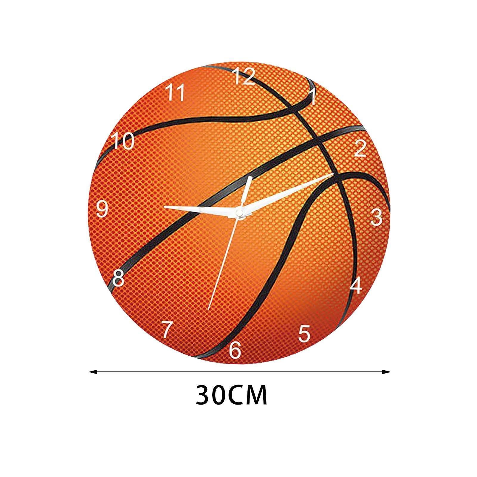 Wall Clock Battery Operated Decors Home Hanging Clocks Basketball ...