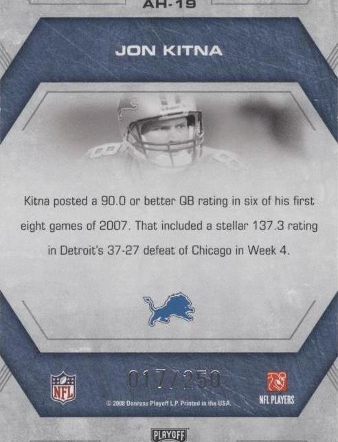 2008 Playoff Absolute Memorabilia Jon Kitna #AH-19 for sale | eBay