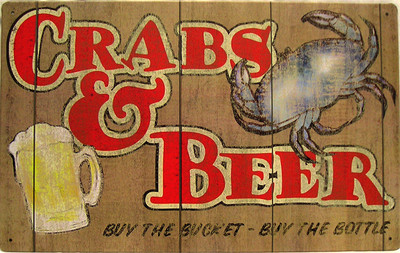 Rustic/Vintage Crabs & Beer Bar Pub Alcohol Liquor Tin Metal Sign | eBay
