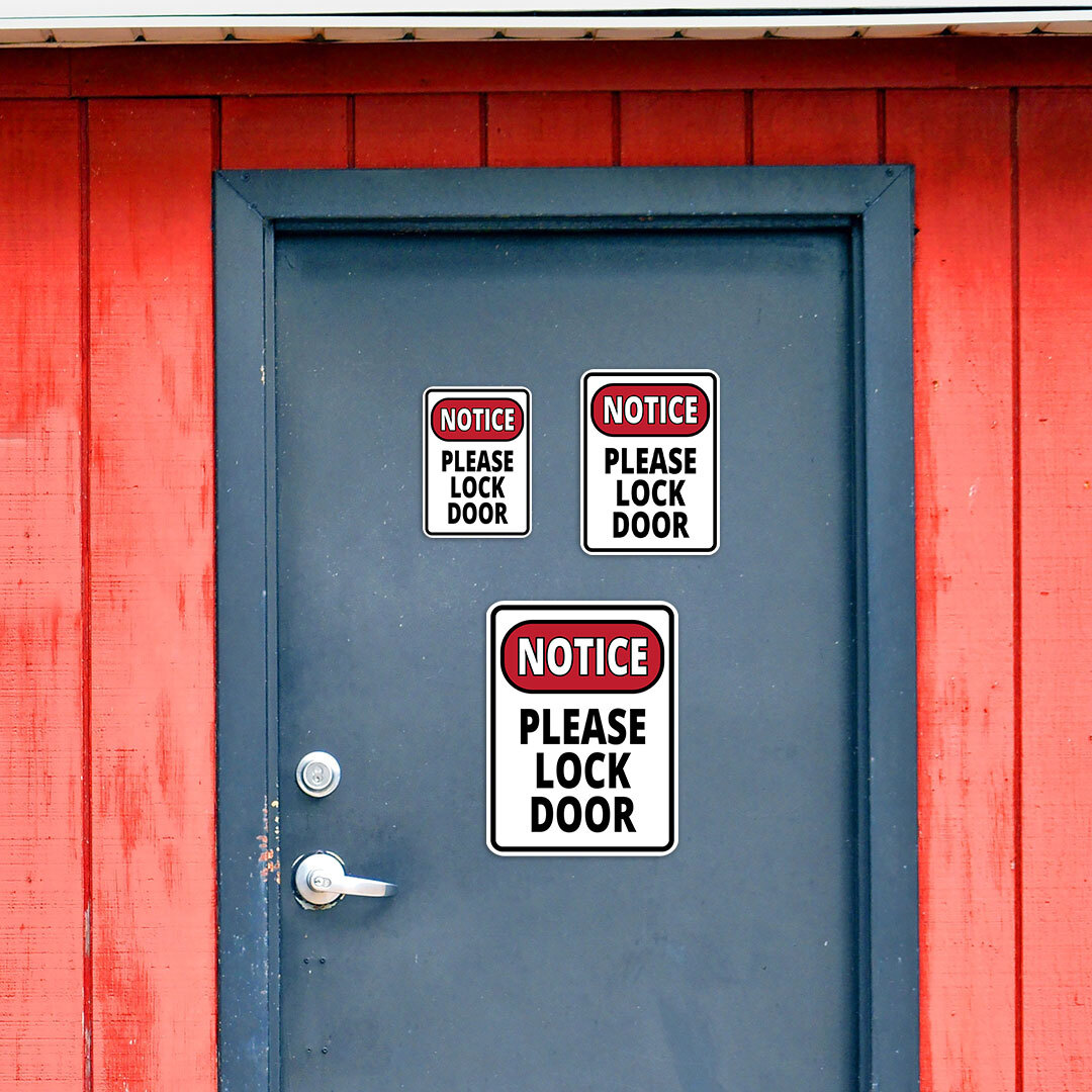 Portrait Round Plus Notice Please Lock Door Wall or Door Sign | eBay