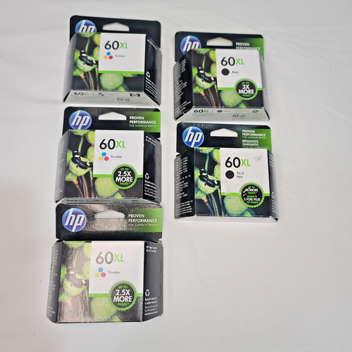 Lot of 5 Genuine HP 60XL BLACK /TRI-Color Ink Cartridges Sealed NIP | eBay