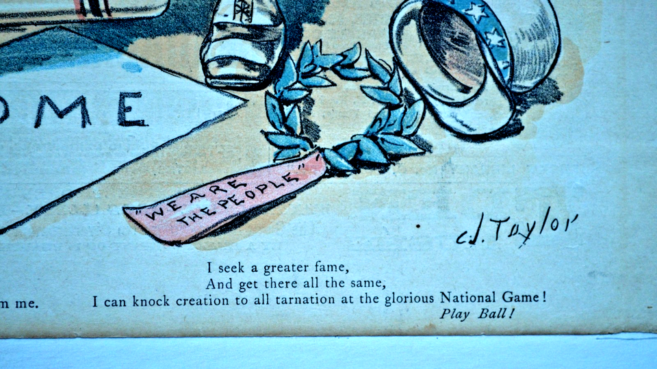 Puck Magazine Litho. 1800's. Uncle Sam Baseball Political Satire. 13"T ...