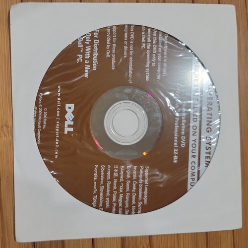NEW Microsoft Windows 7 Professional 32-Bit Reinstallation DVD Dell NO ...