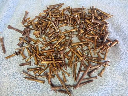Vintage Singer & National cash register wood screws bolts flathead ...
