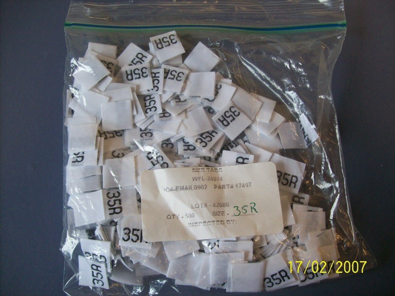 35R Thirty Five R Clothing Size Tag label Qty 500 New | eBay