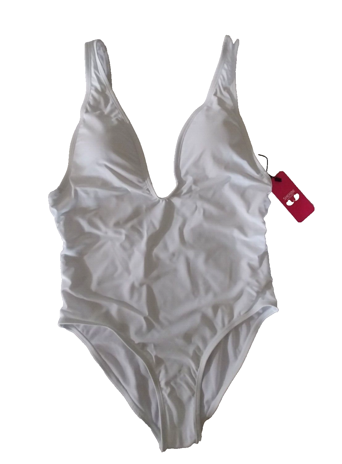 SHEKINI SWIMWEAR ONE-PIECE WHITE HIGH CUT HIP LOW V-NECK PADDED WOMENS LARGE | eBay