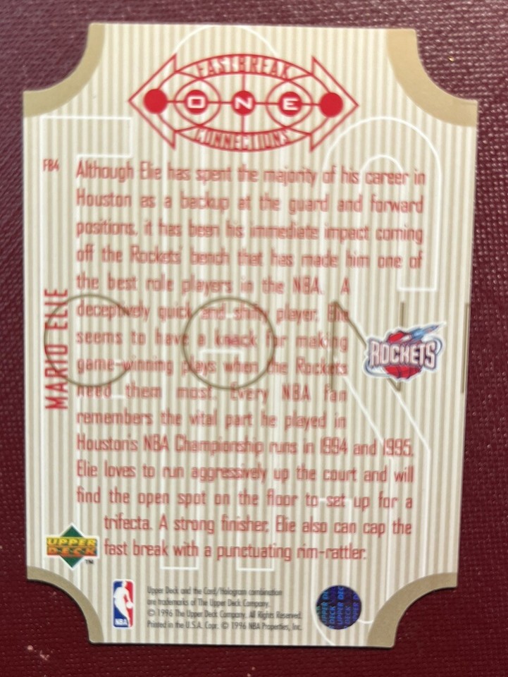 Mario Elie 1996 UD Fast Break Connection One Die-Cur Insert Card #FB4 ...