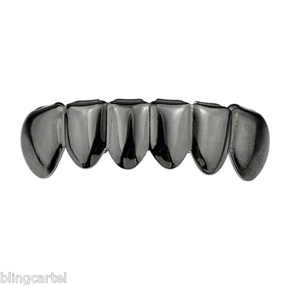 Gunmetal Black Grillz Bottom Lower Row Teeth Grill Hip Hop Fronts Mouth ...