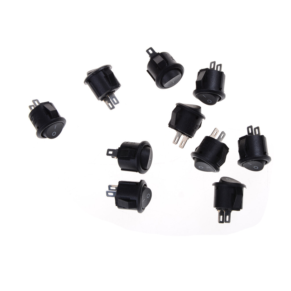 10Pcs 16mm Small Round Boat Rocker Switches 2 Pin ON-OFF Rocker Switch ...