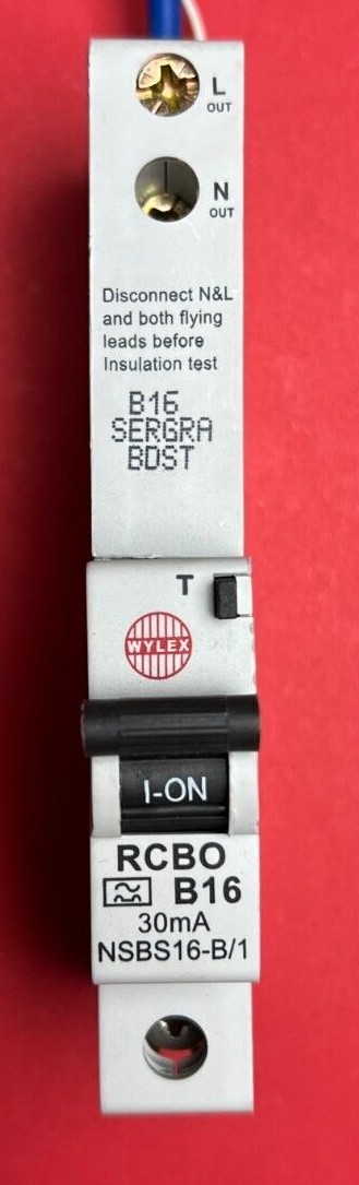 Wylex B16 NSBS16-B/1 B20 NSBS20-B/1 B32 NSBS32-B/1 B40 NSBS40-B/1 RCBO ...