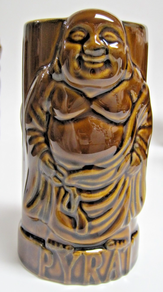 LOT OF 6 Brown Buddha Tiki Mug Cup Cocktail Tumbler Glazed Drink ware ...