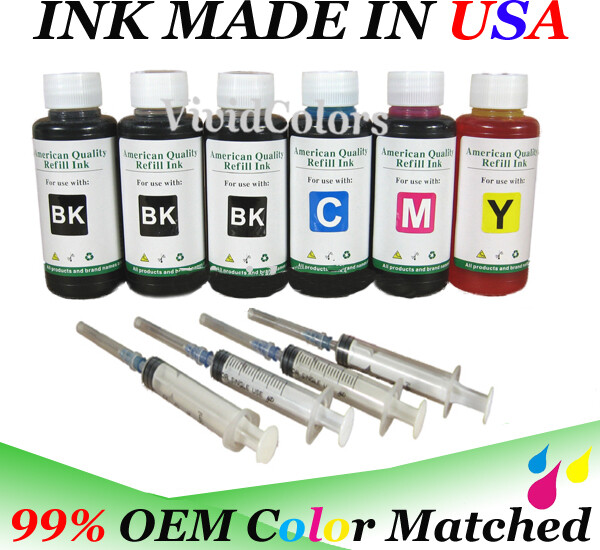 4-Color Bulk Ink Refill Kit for Inkjet Printer Cartridges 600 ml Total ...