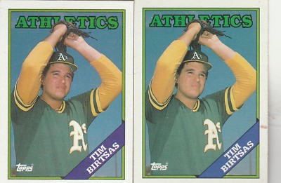 FREE SHIPPING-MINT-1988 Topps #501 Tim Birtsas Athletics-2 CARDS | eBay