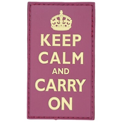 KEEP CALM AND CARRY ON CROWN MAROON RED 3D PVC TACTICAL HOOK MORALE ...