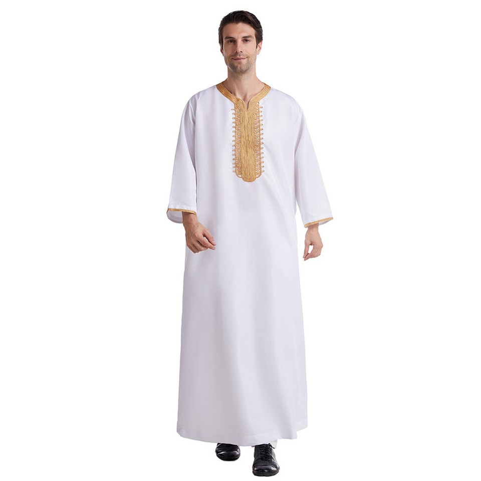 Mens Saudi Arab Muslim Robe Long Thobe Jubba Dishdasha Thawb Thoub ...