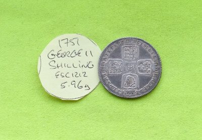 1751 Silver One SHILLING Coin King George II (1727-60) (5.96gram ...