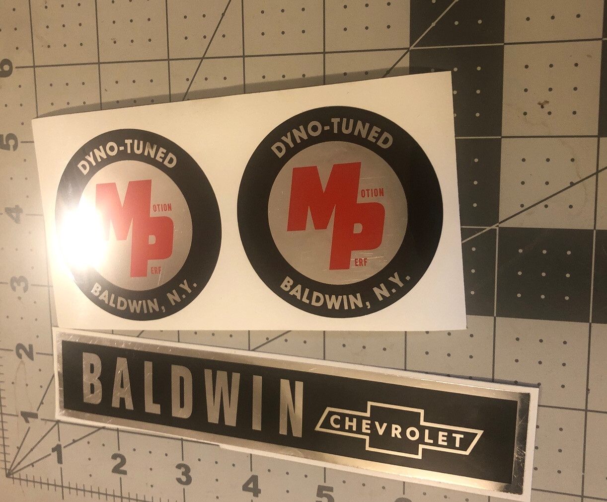 Motion Products and Baldwin Chevrolet Trunk Rear Pan Label And MP ...