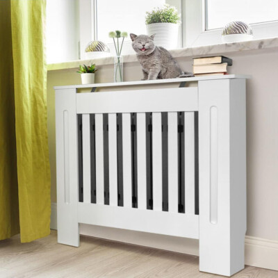 XL 92cm/100cm Tall Radiator Cover Cabinet MDF Wood Grill Shelf Wall ...