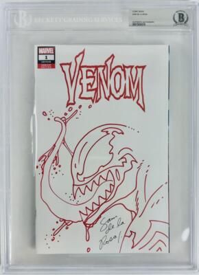 SAM DE LA ROSA SIGNED VENOM 1 BLANK SKETCH VARIANT 2018 COMIC BOOK BAS ...