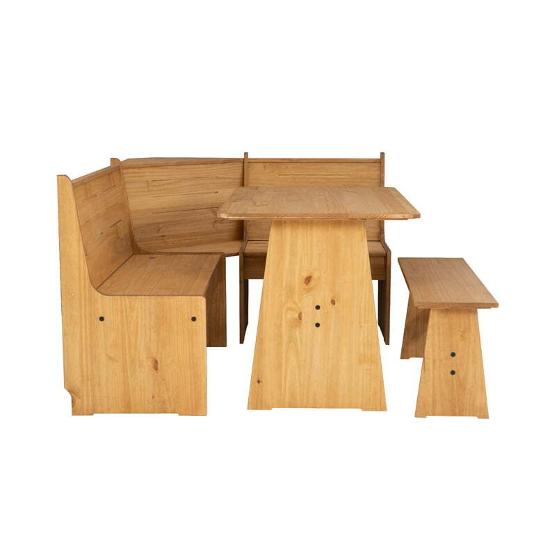 3 pc Pine Wood Breakfast Nook Kitchen Dining Set Corner Booth Bench ...