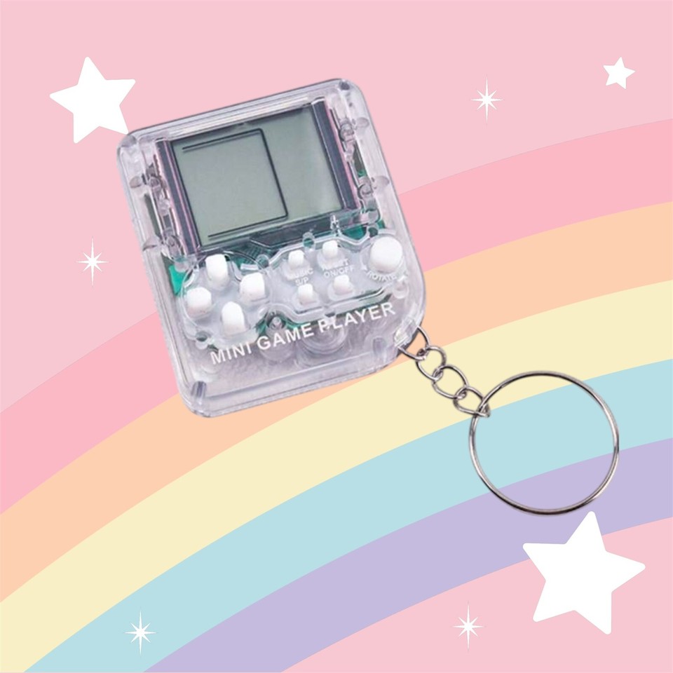 Mini Game Console Keychain Brick Game Portable Handheld Gift Keyring ...