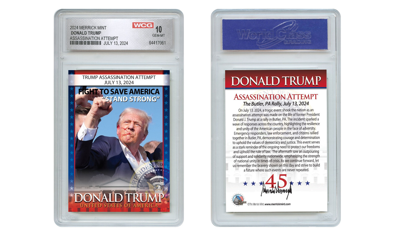 DONALD TRUMP Assassination Attempt Photo Official Trading Card - GEM ...