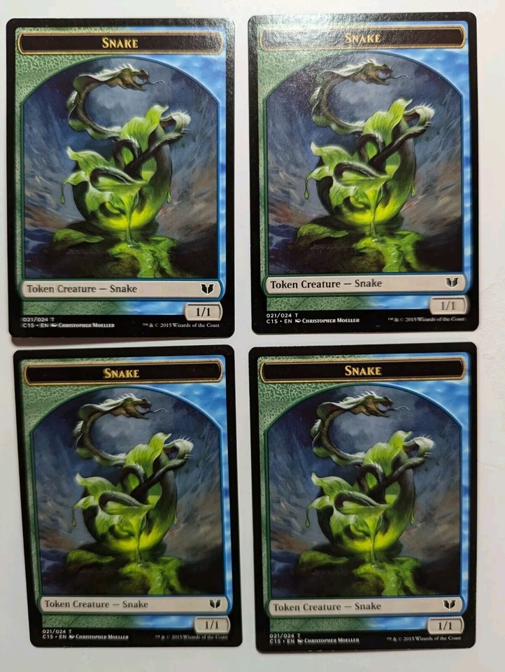 X4 MTG Token Snake 1/1 Blue & Green (Commander 2015) Excellent ...