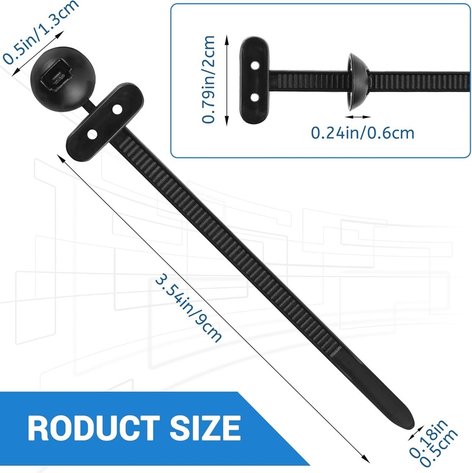 70Pcs Nylon Cable Tie Buckle Heavy Duty Self-Locking Zip Ties Holder ...