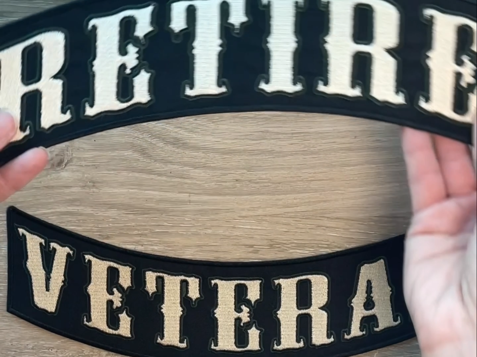 RETIRED VETERAN Rocker Patches | Military Embroidered Iron On | Large ...