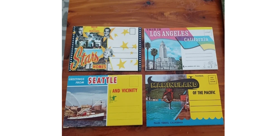 10 Vintage Postcards Fold-out Souvenir Movie Stars, Marineland, L.A ...