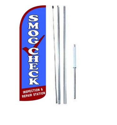 Smog Check Windless Flag With Complete Hybrid Pole set | eBay