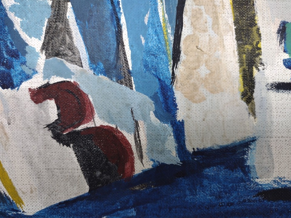 1952 Ed Clark Moviegoers African American Artist Original Abstract Oil ...