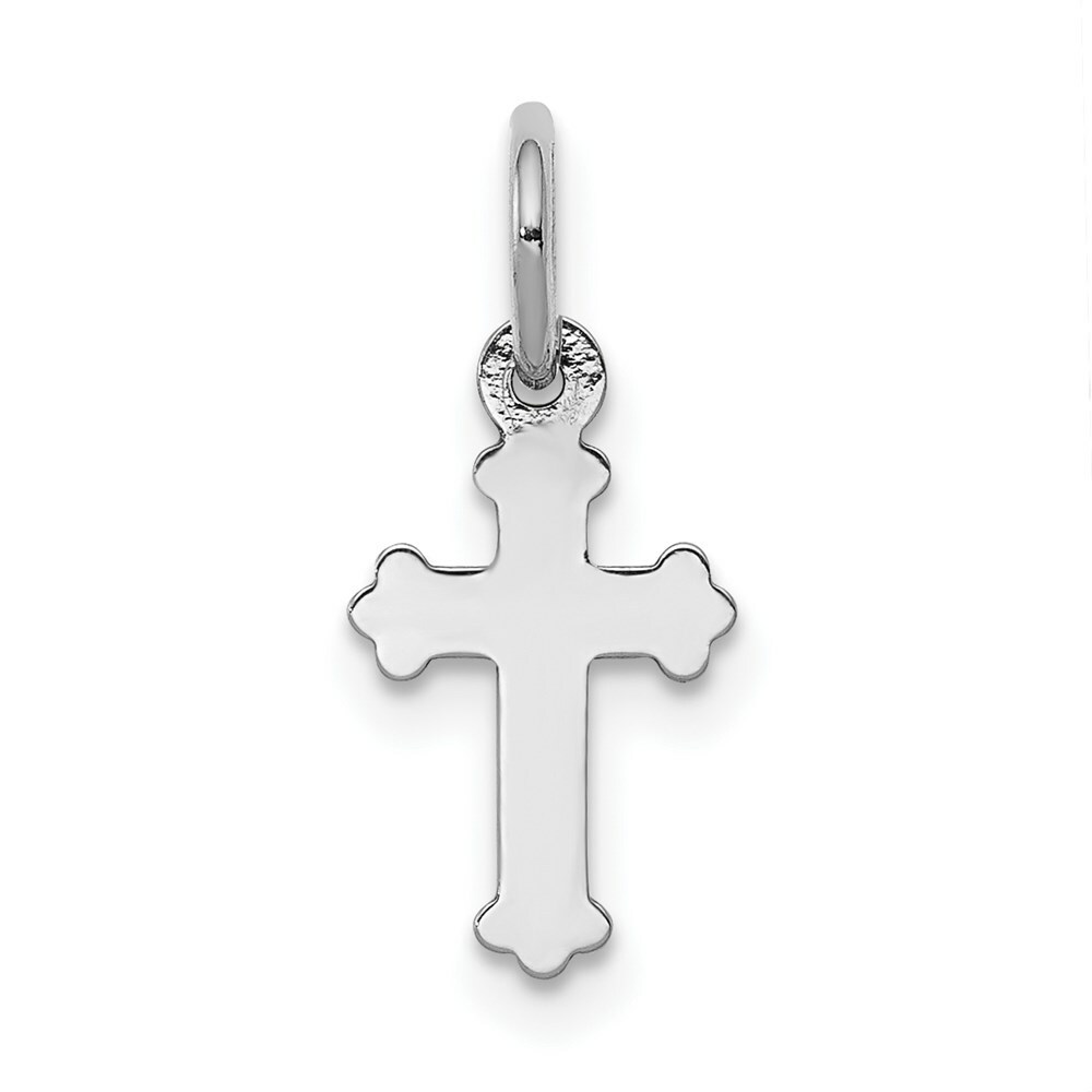 14k White Gold Polished Budded Mini Cross Charm Pendant 0.67 Inch | eBay
