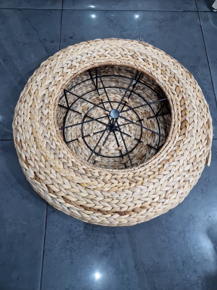 Round Brown Wicker IKEA woven Pouffe Footstool Foot Rest Ottoman ...